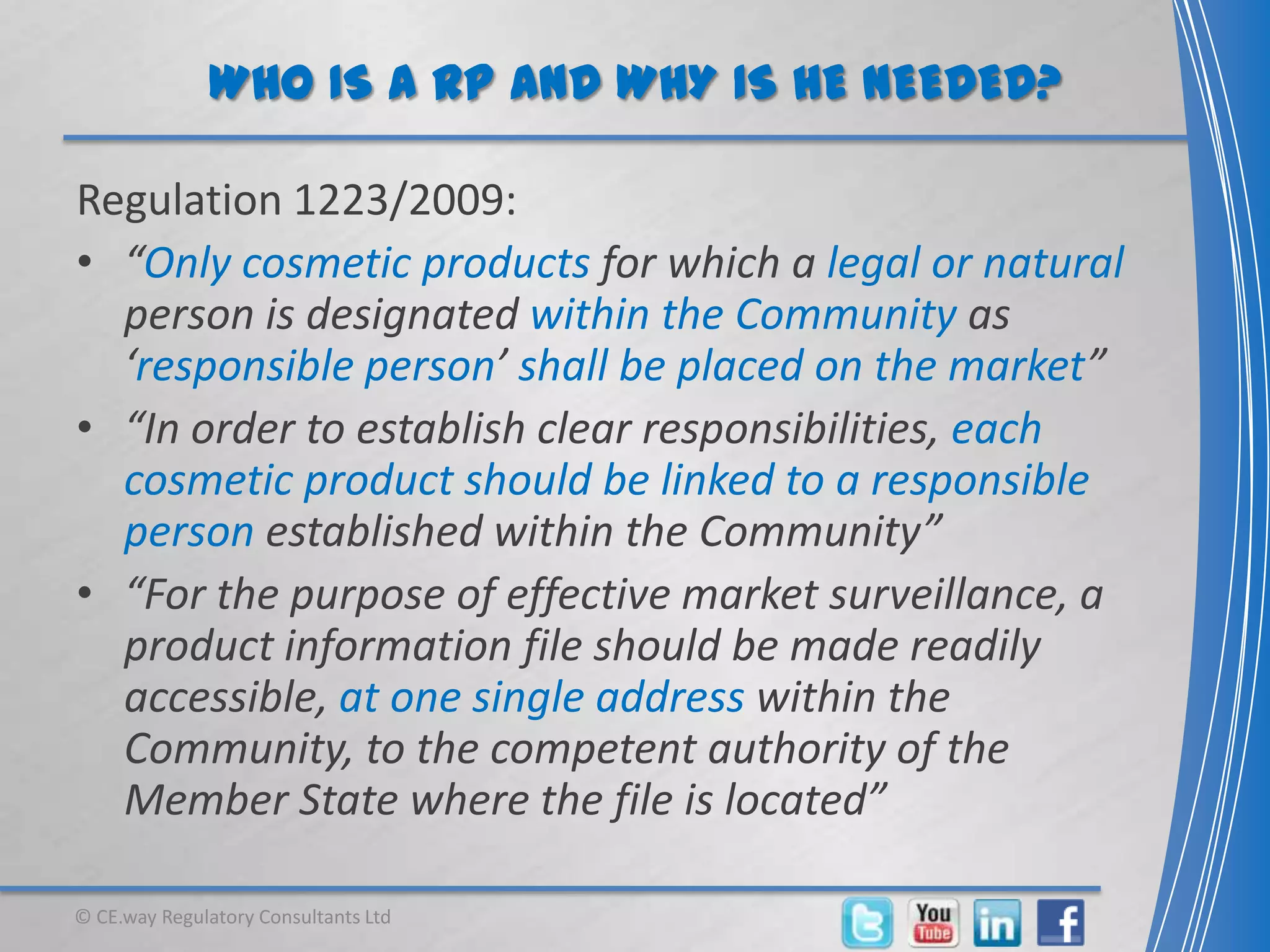 Cosmetics responsible person EU | PPTX | Personal Care | Style & Fashion