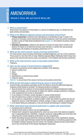 amenorrhea | PDF | Hormonal Disorders | Endocrine and Metabolic Diseases
