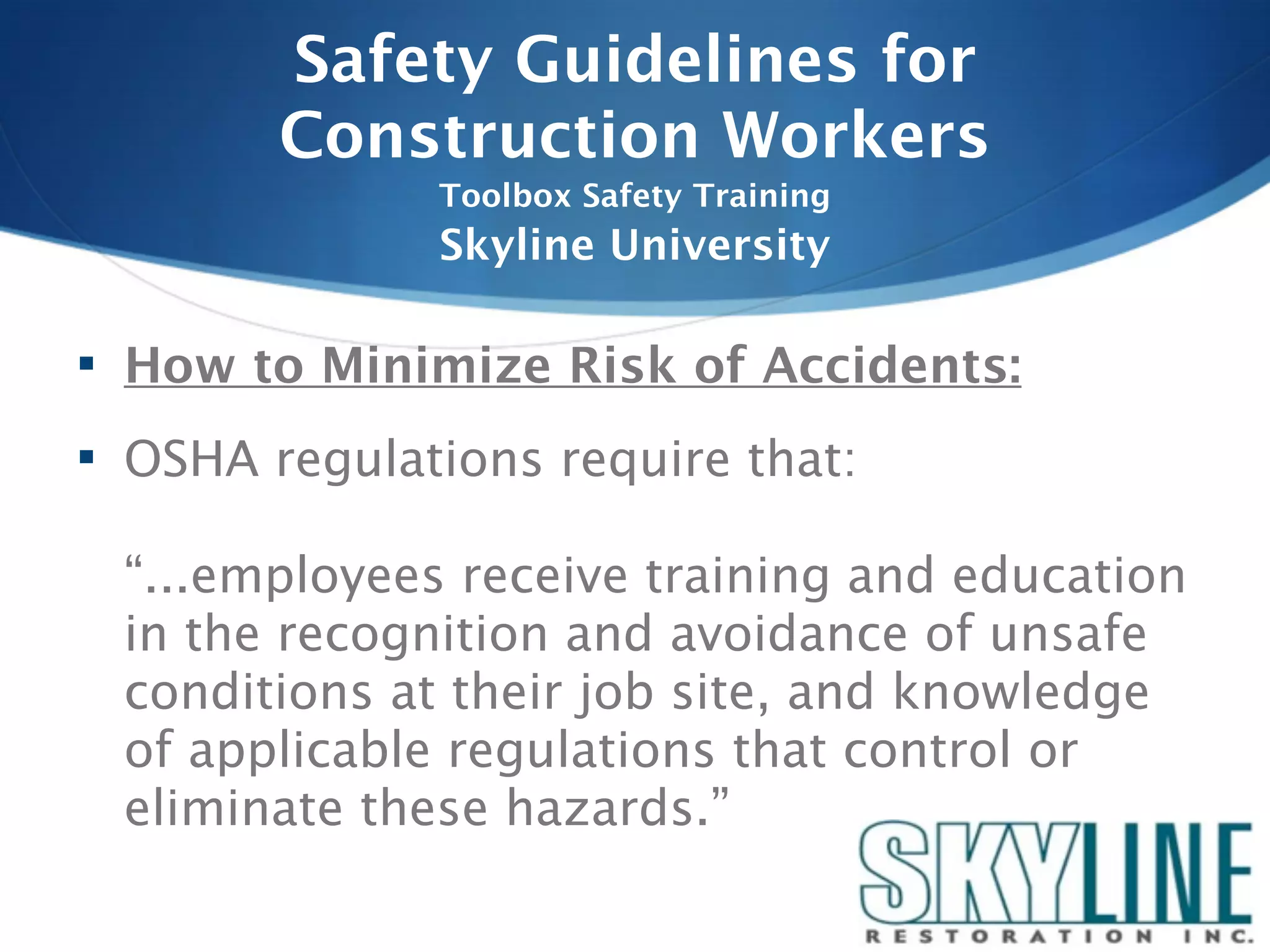 3. safety guidelines for construction workers | KEY