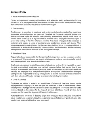 Employee Rules And Samples