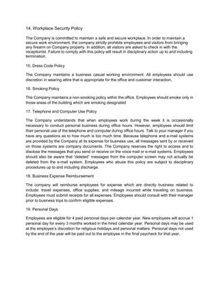 Company Policies Rules And Regulations