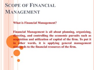 Scope of Financial Management | PPTX
