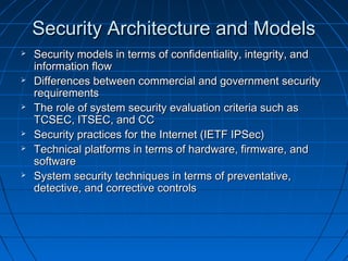 3 securityarchitectureandmodels-120331064706-phpapp01 | PPT