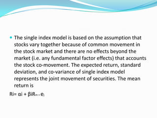 3. sharpe index model | PPTX