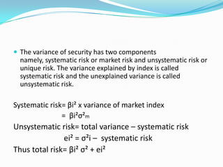 3. sharpe index model | PPTX