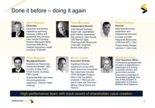 Gold 2013 Sydney - Signature Gold PRE:IPO | PDF
