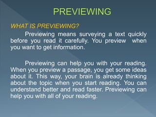 skimming and previewing | PPTX