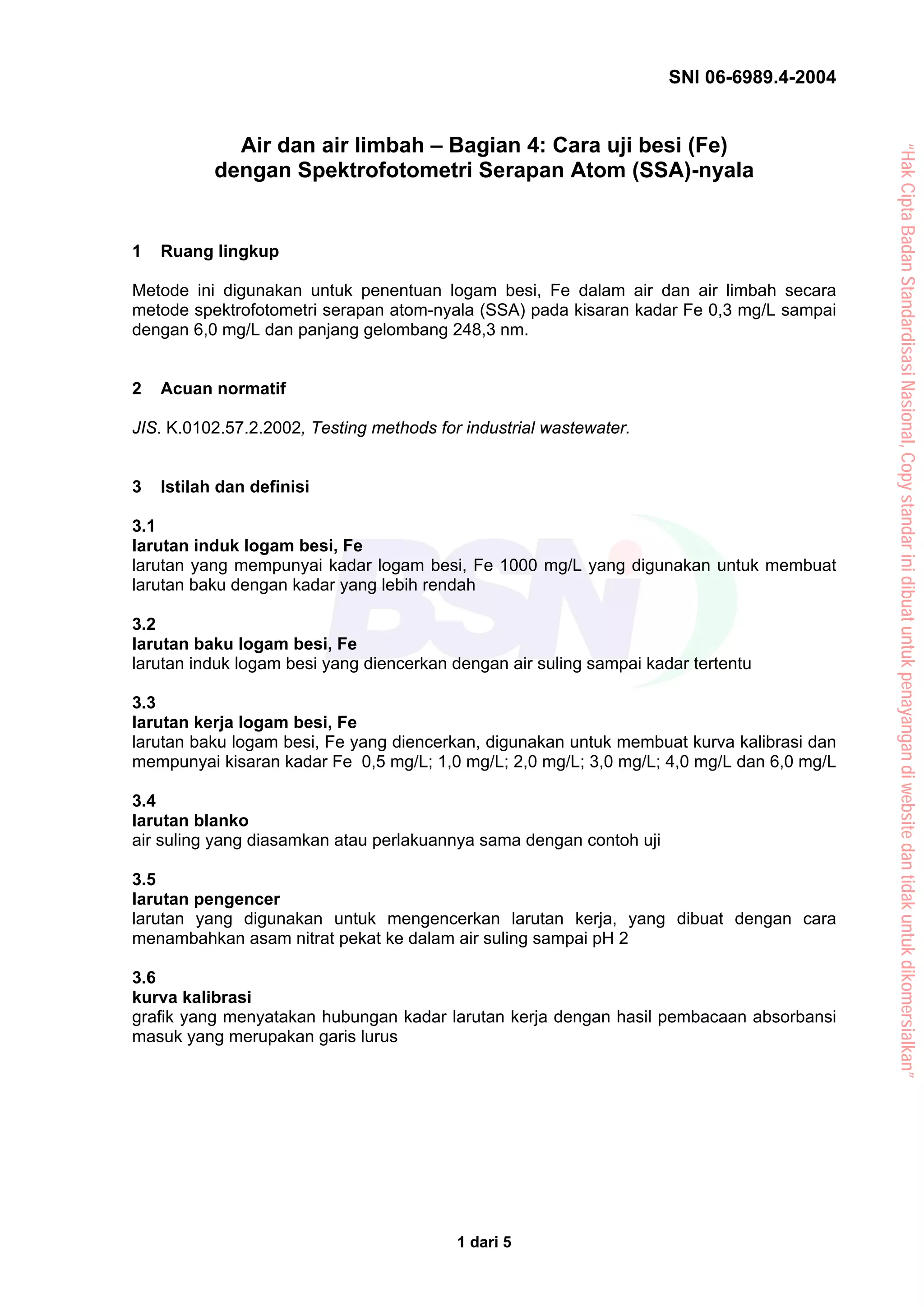 Cara Uji Besi (Fe) dengan Spektrofometri Serapan Atom (SSA) | PDF
