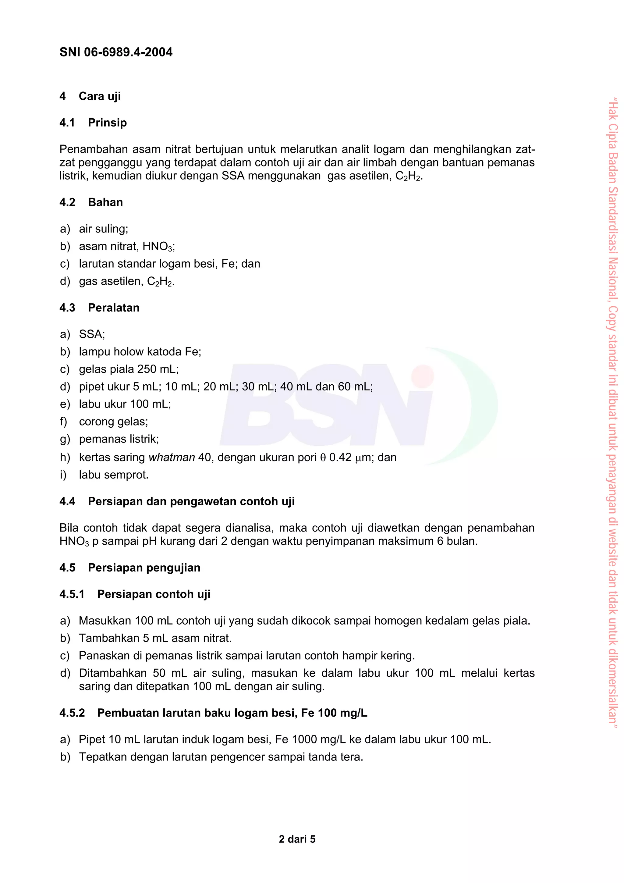 Cara Uji Besi (Fe) dengan Spektrofometri Serapan Atom (SSA) | PDF