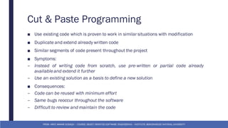 3-Software Anti Design Patterns (Object Oriented Software Engineering - BNU Spring 2017) | PPT ...