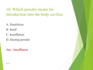 Solid Dosage Form - MCQ'S with answers | PPTX