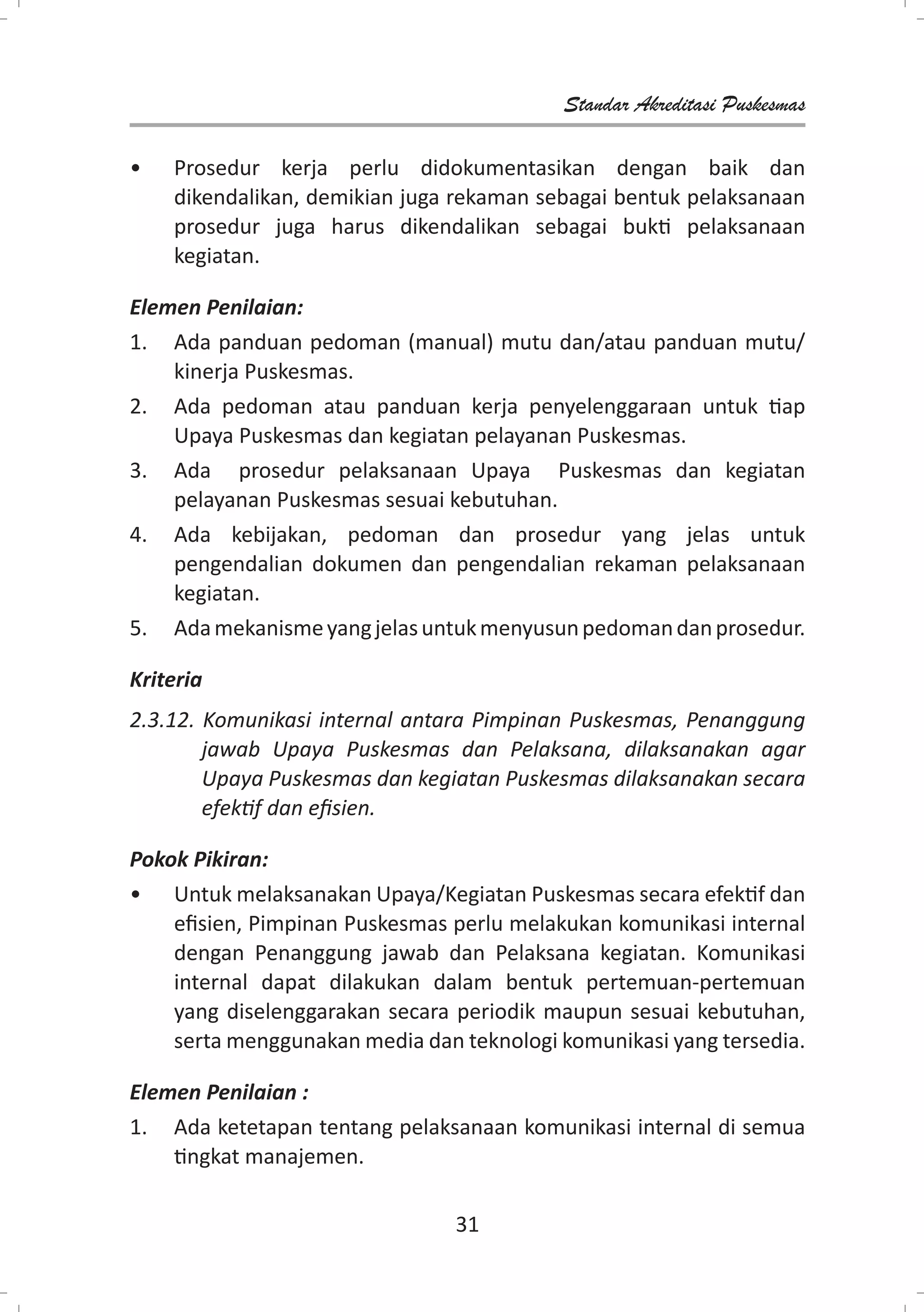 standar akreditasi puskesmas | PDF