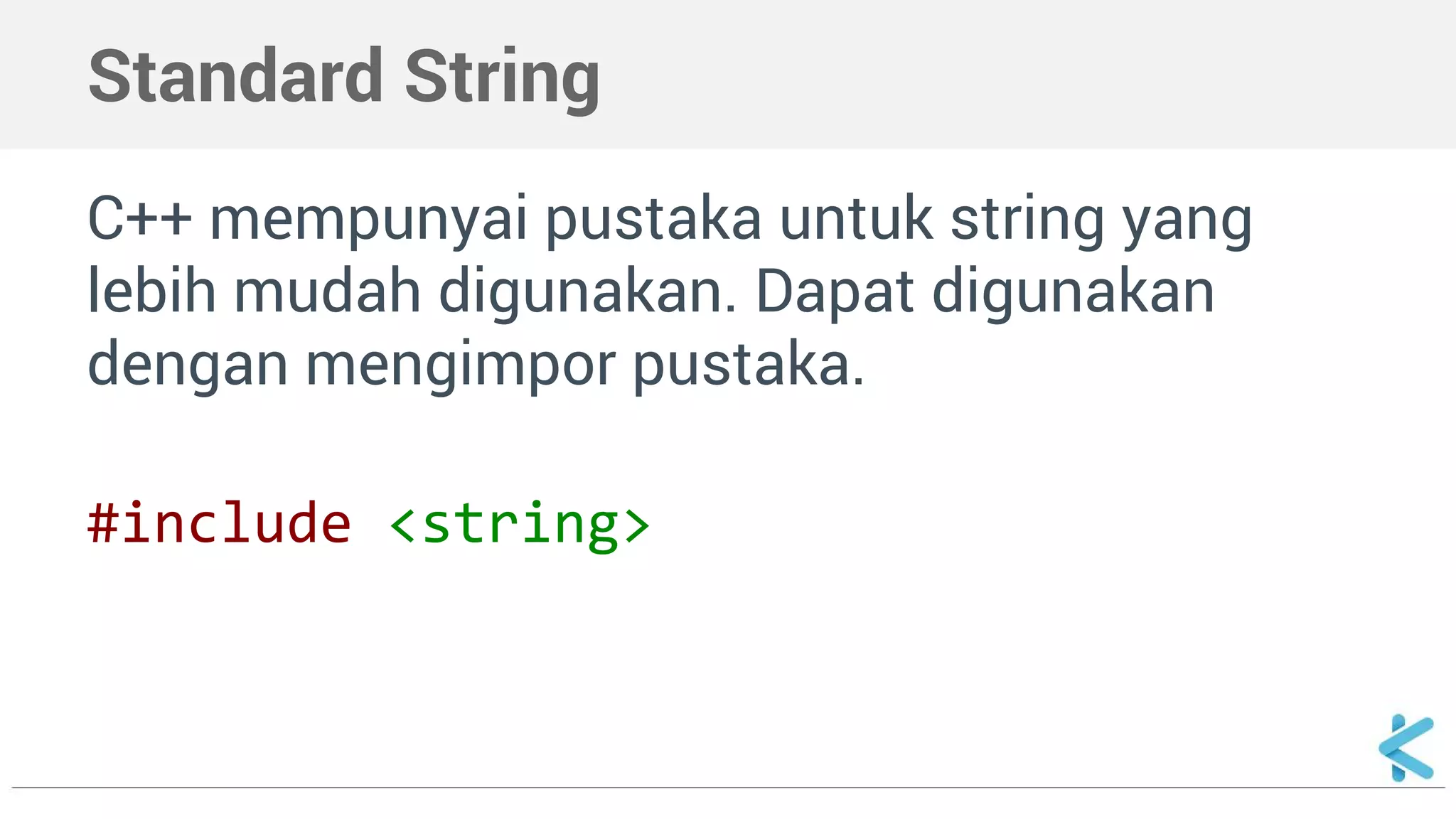 Pemrograman C++ - String | PPT