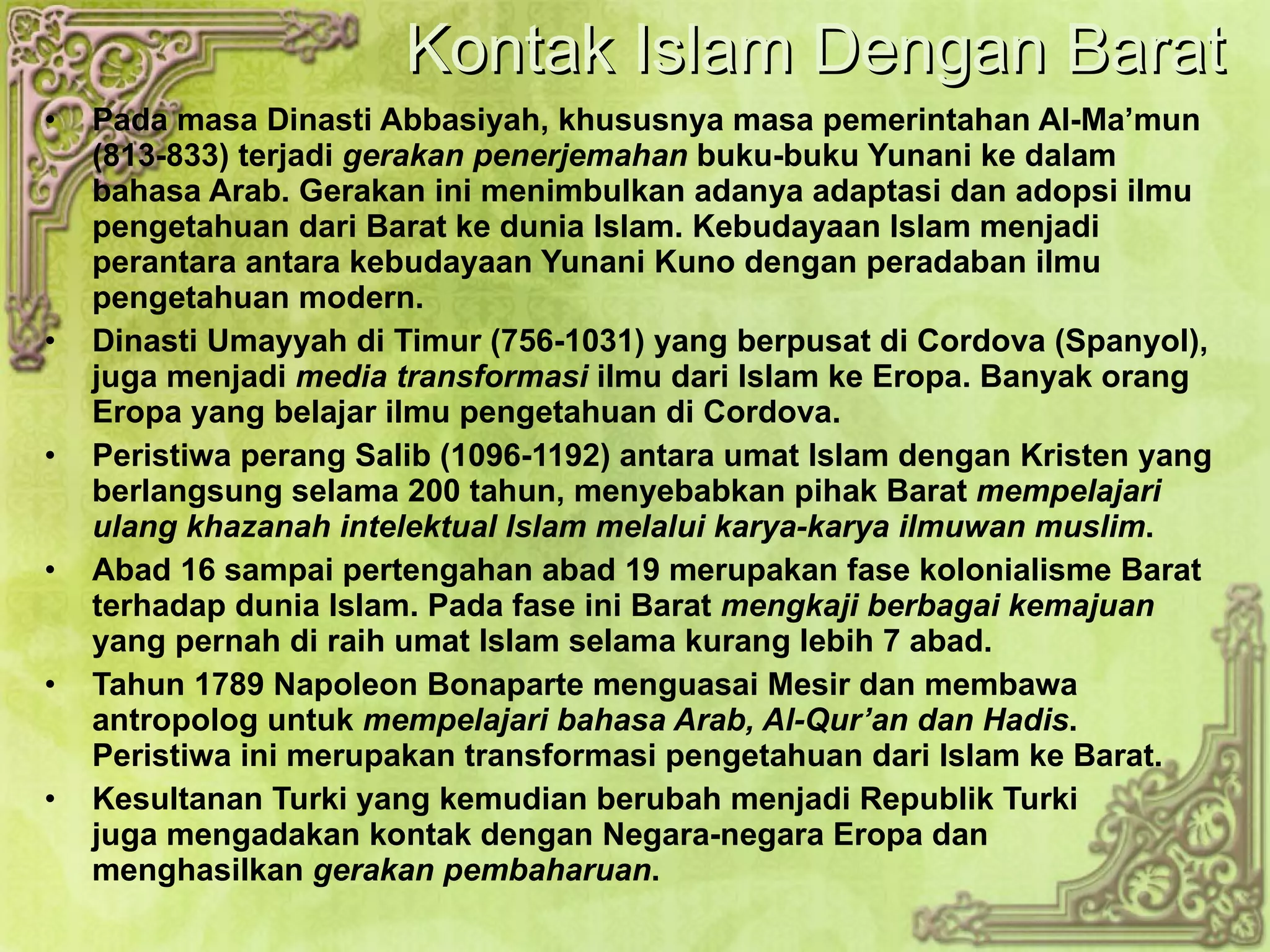 3. studi islam di barat, timur, indonesia | PPS