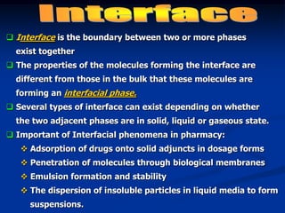 Surface and Interfacial Phenomena | PDF | Chemistry | Science