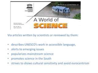 Susan Schneegans, UNESCO Natural Sciences Sector - PCST2012 | PPT