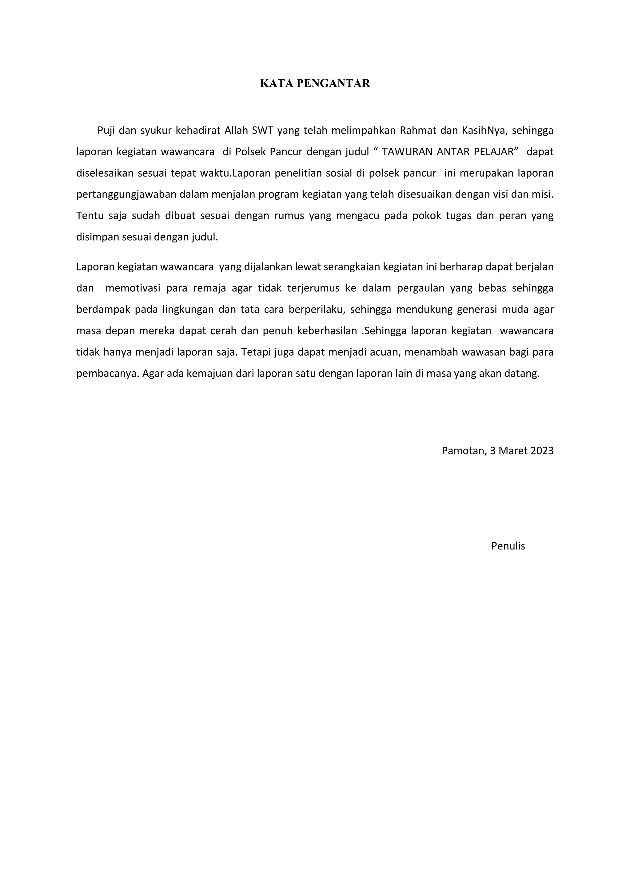 Tawuran Antar Pelajar - Laporan Penelitian Konflik Sosial.docx