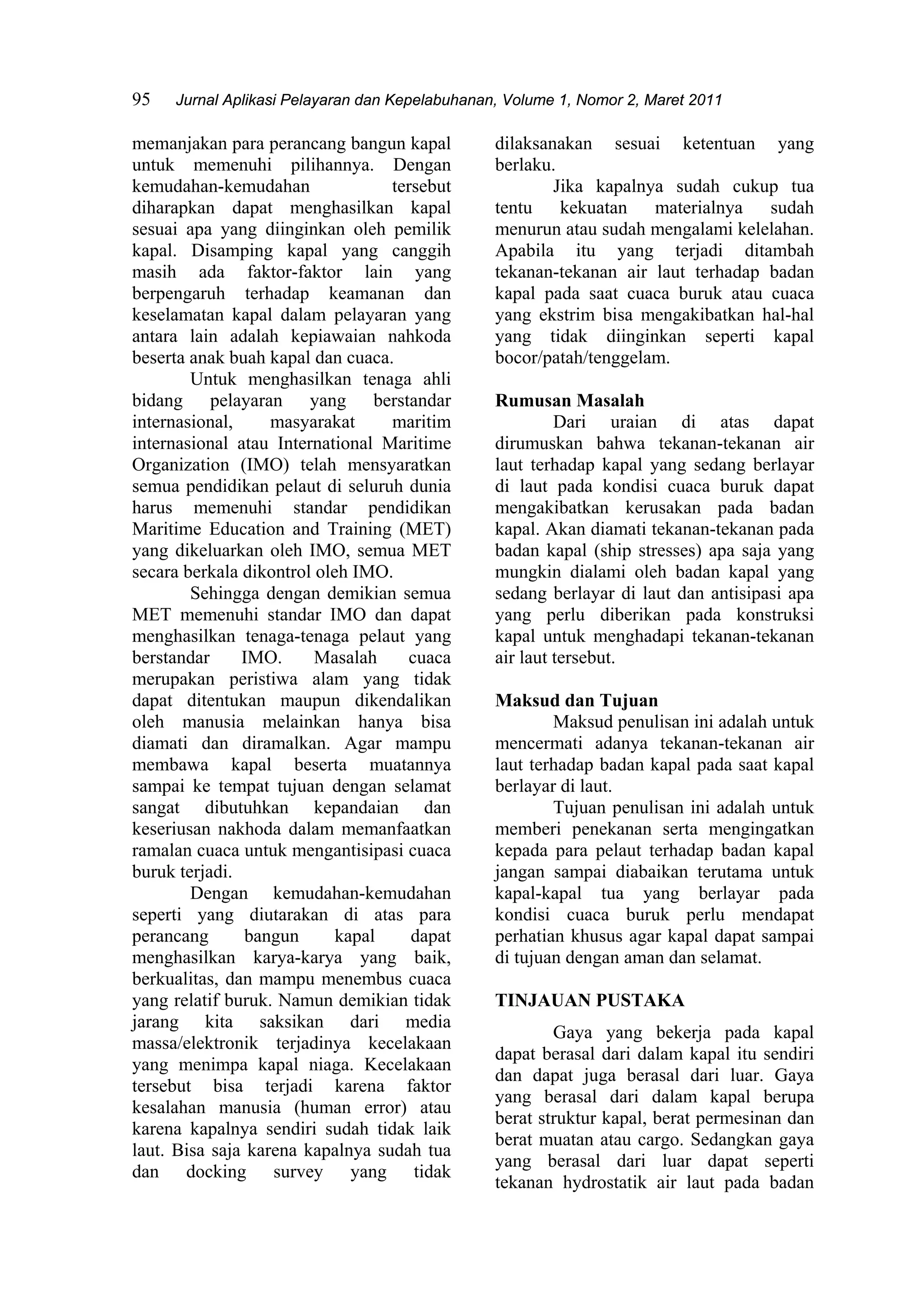 3. tekanan air laut yang bekerja pada kapal i wayan punduh | PDF