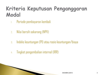 3. teknik penganggaran modal | PPT