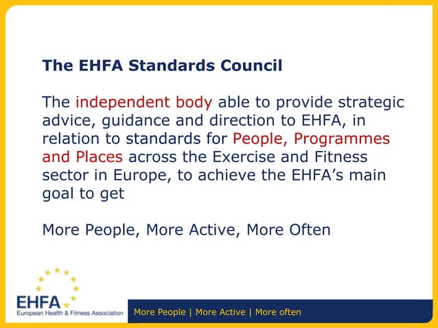The EHFA Standards and Fitness Education - EHFA - Alfonso Jimenez | PPT
