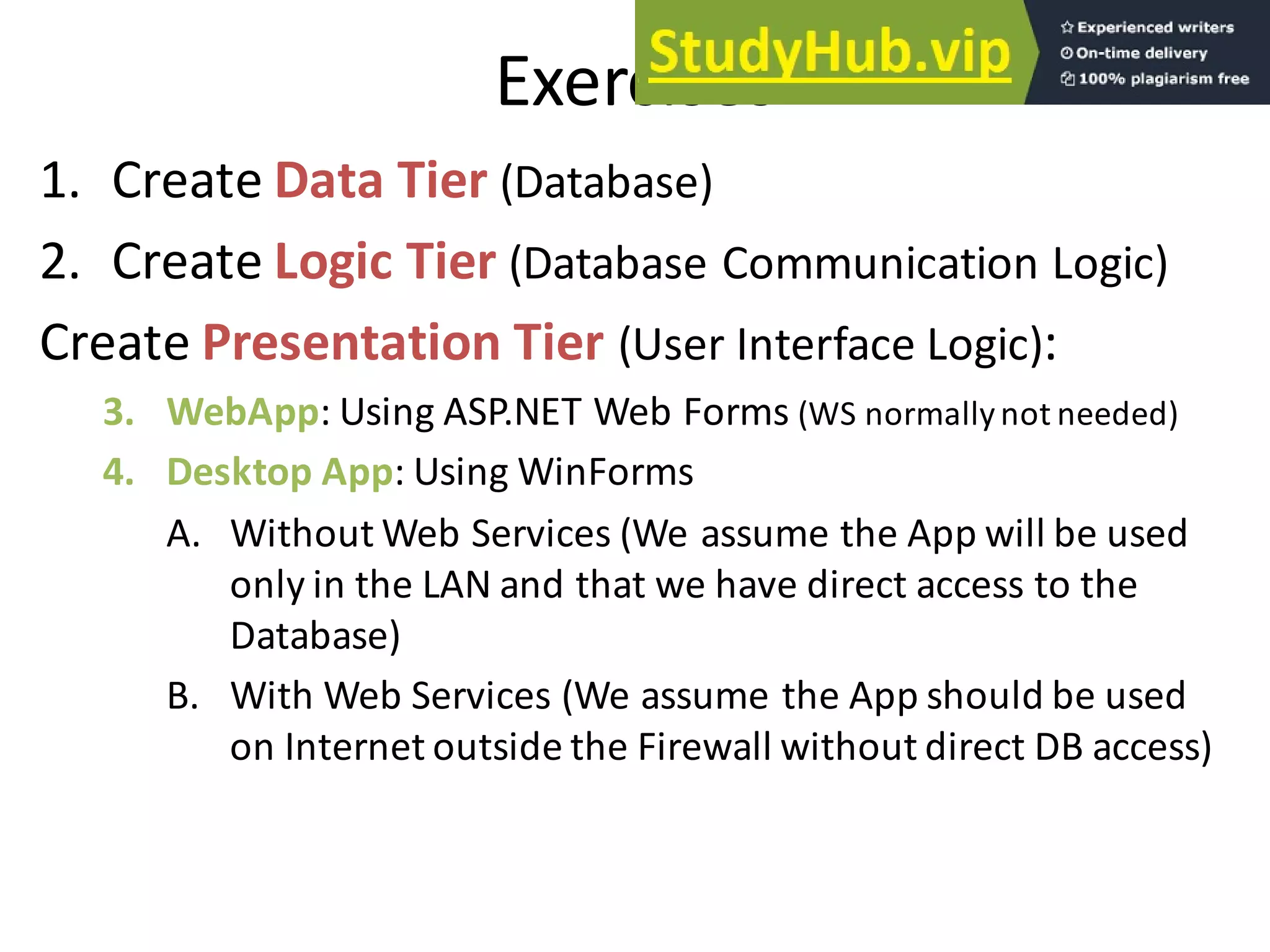 3-Tier Architecture Step By Step Exercises | PDF