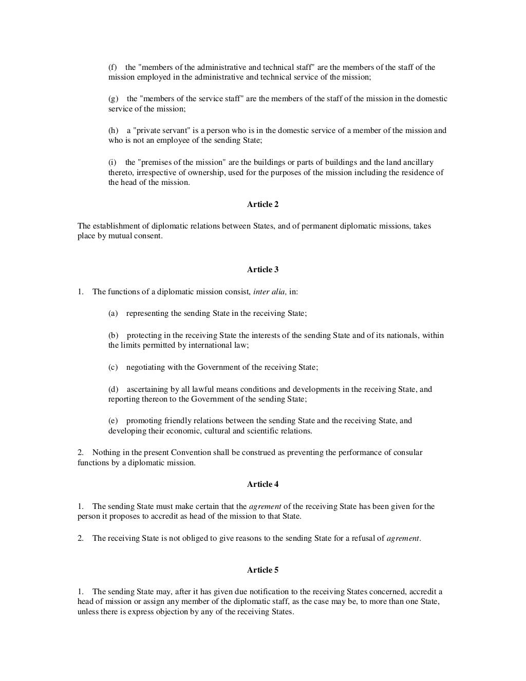 3. vienna convention on diplomatic relations 1961