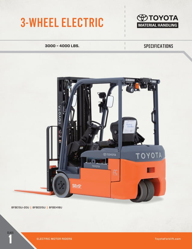 Toyota Three Wheel Electric Forklift Spec Sheet | PDF