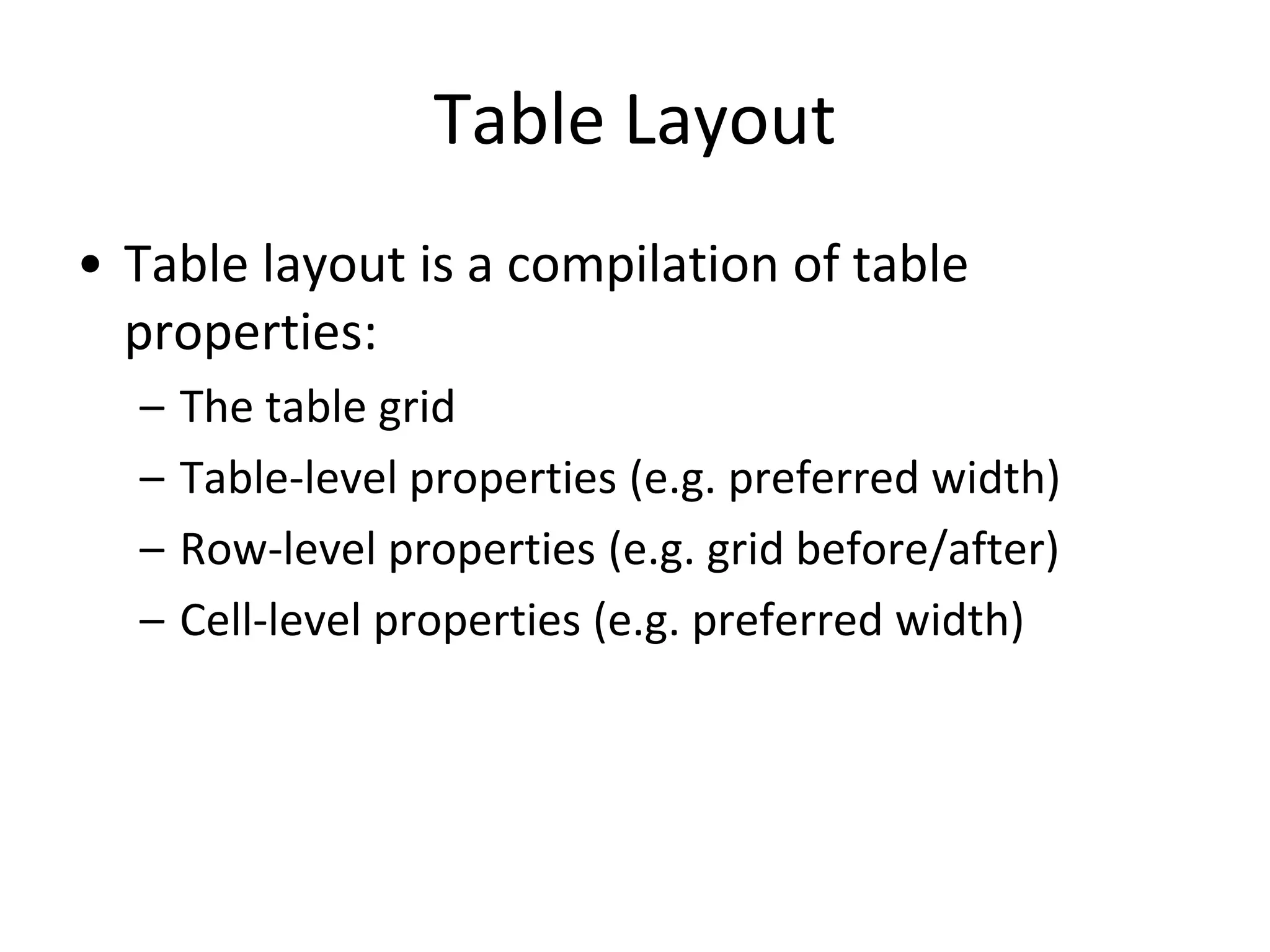 3 wordprocessing ml subject - tables | PPTX