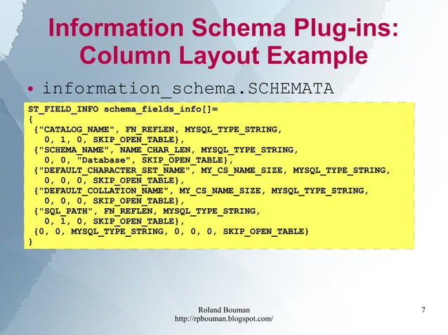 3. writing MySql plugins for the information schema | PPT