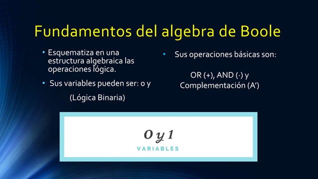 Lógica computacional (Introducción álgebra de Boole) | PPT
