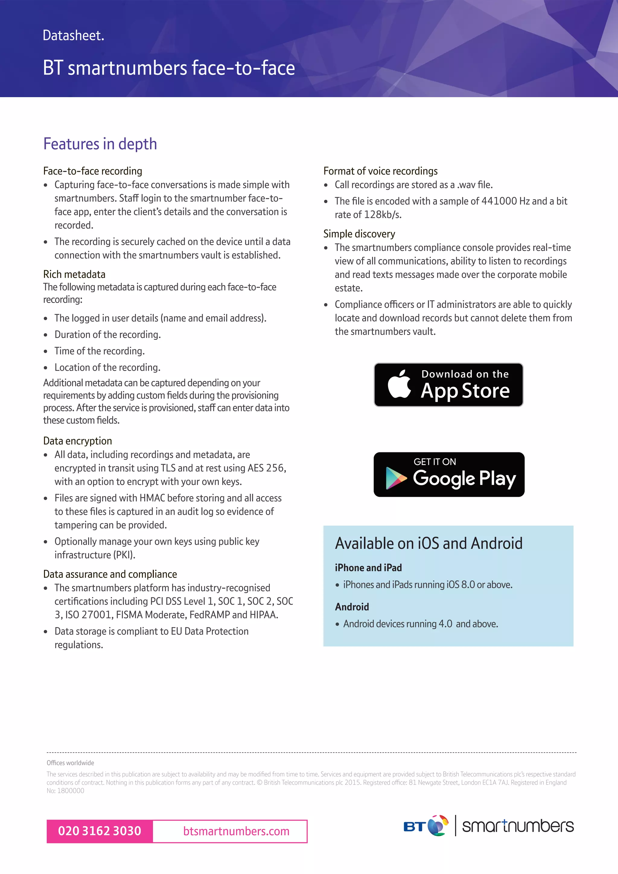 BT smartnumbers face to face recording | PDF