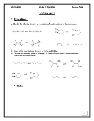 Stereochemistry Assignment | DOCX