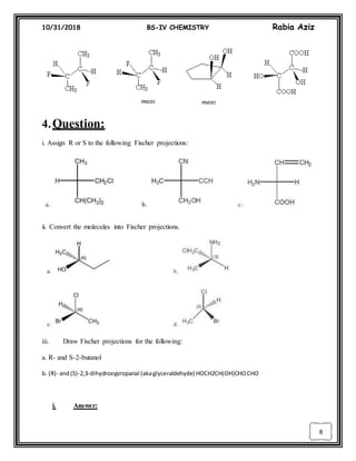Stereochemistry Assignment | DOCX