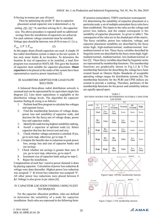 Optimal Capacitor Placement in Distribution System using Fuzzy Techniques | PDF
