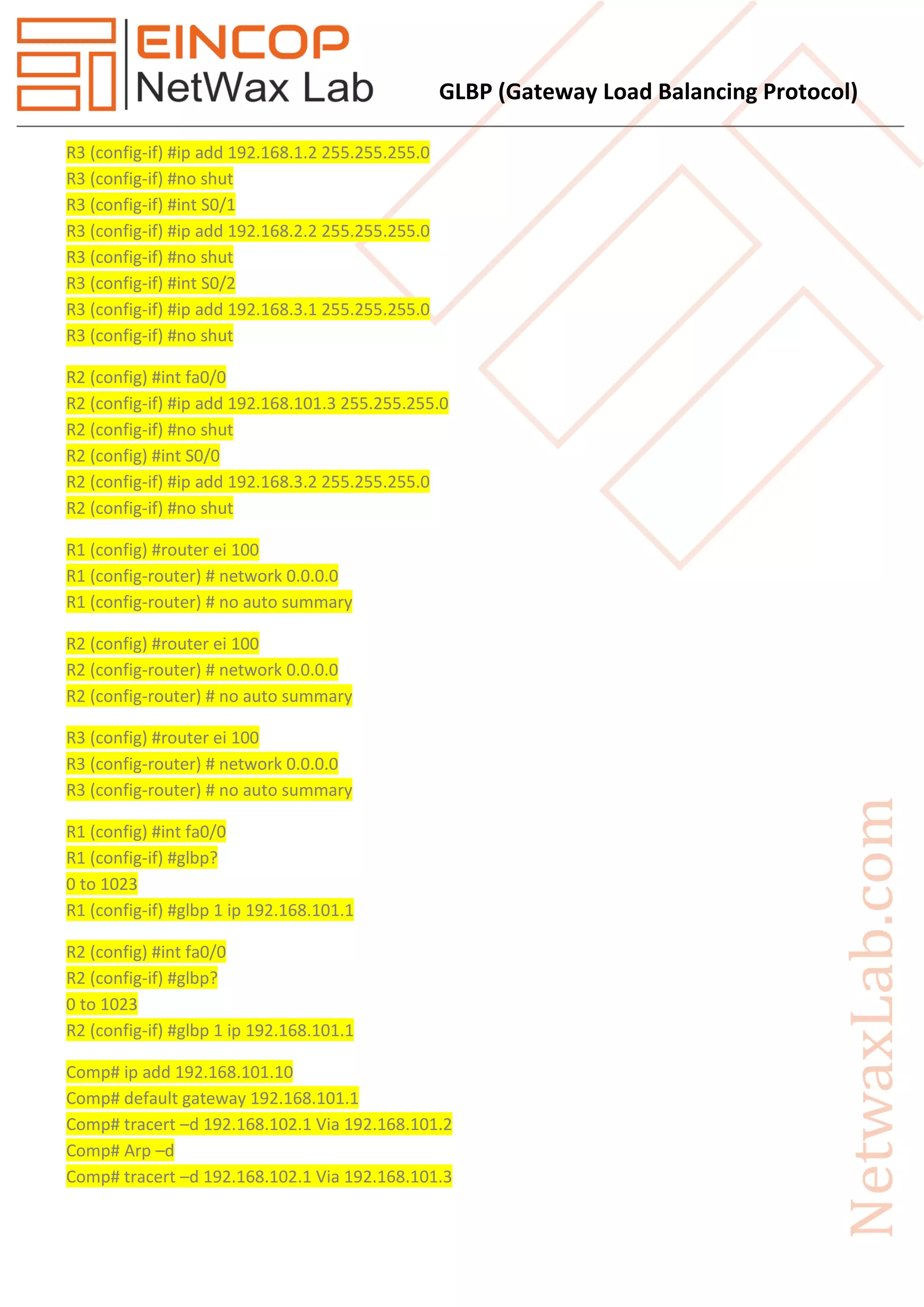 Glbp Gateway Load Balancing Protocol Pdf Computer Networking Computing
