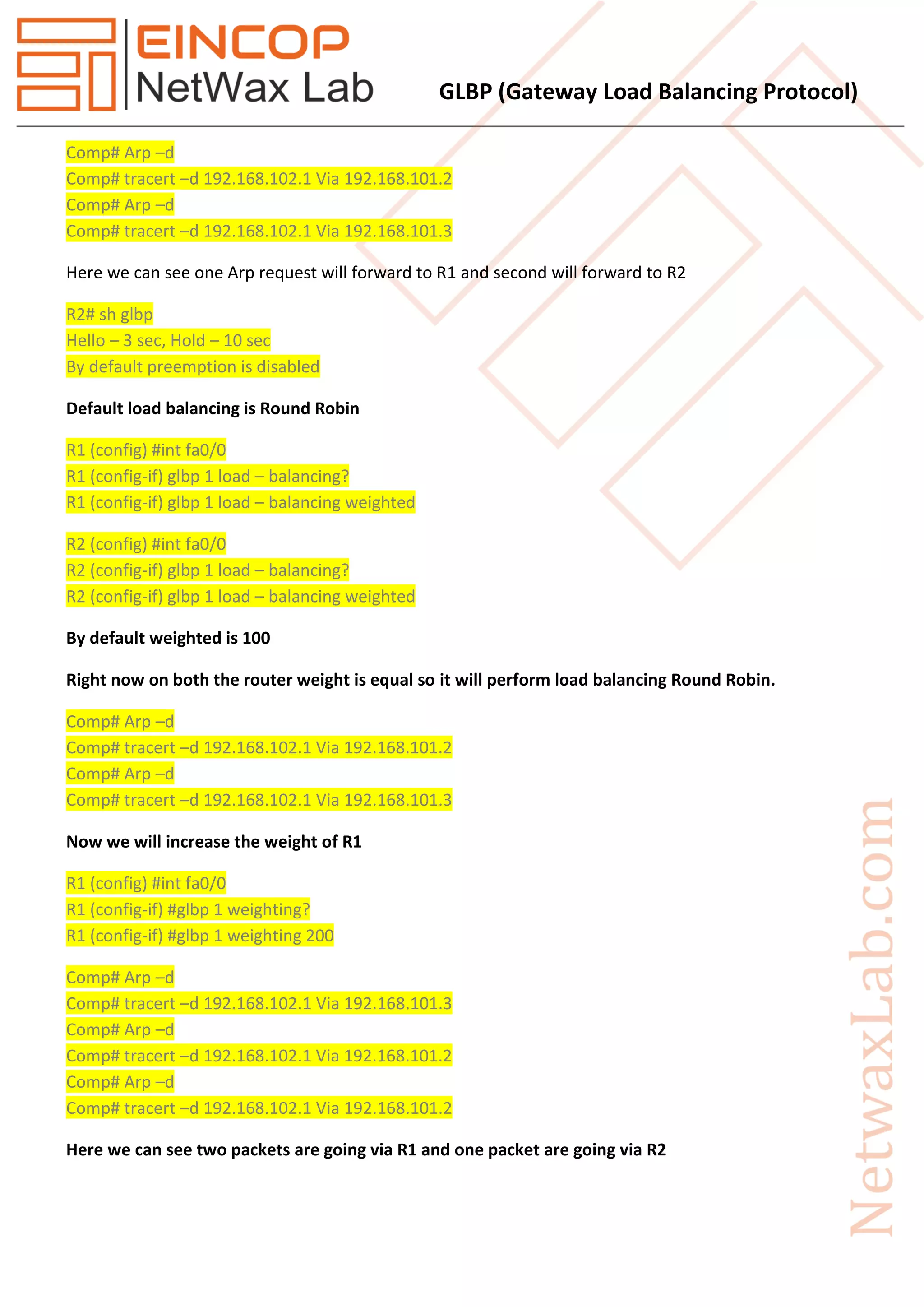 Glbp Gateway Load Balancing Protocol Pdf Computer Networking Computing