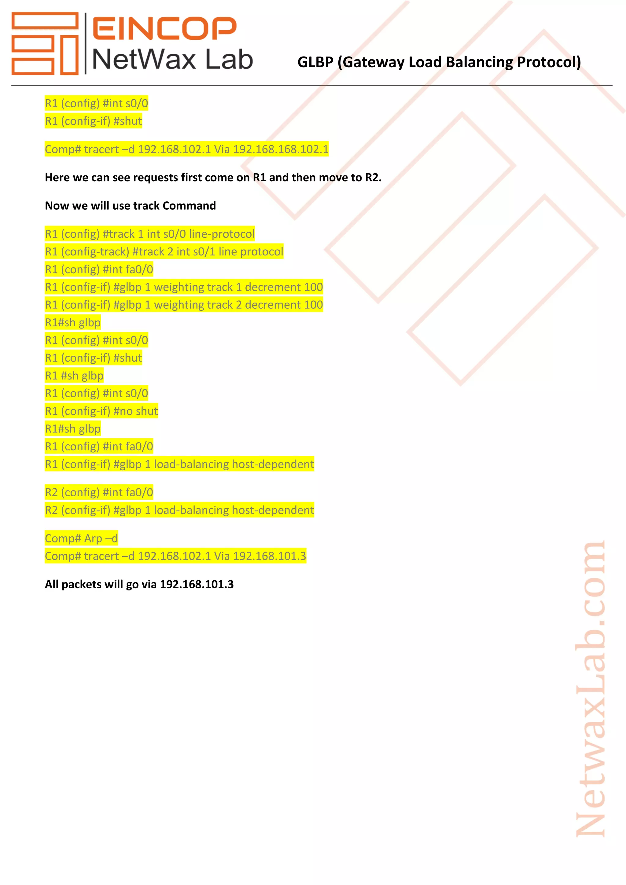 Glbp Gateway Load Balancing Protocol Pdf Computer Networking Computing