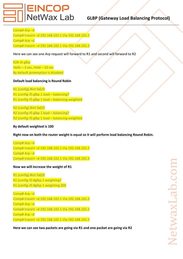 GLBP (gateway load balancing protocol) | PDF | Computer Networking | Computing