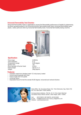 Testing/Manufacture/Flammability Test Chamber | PDF