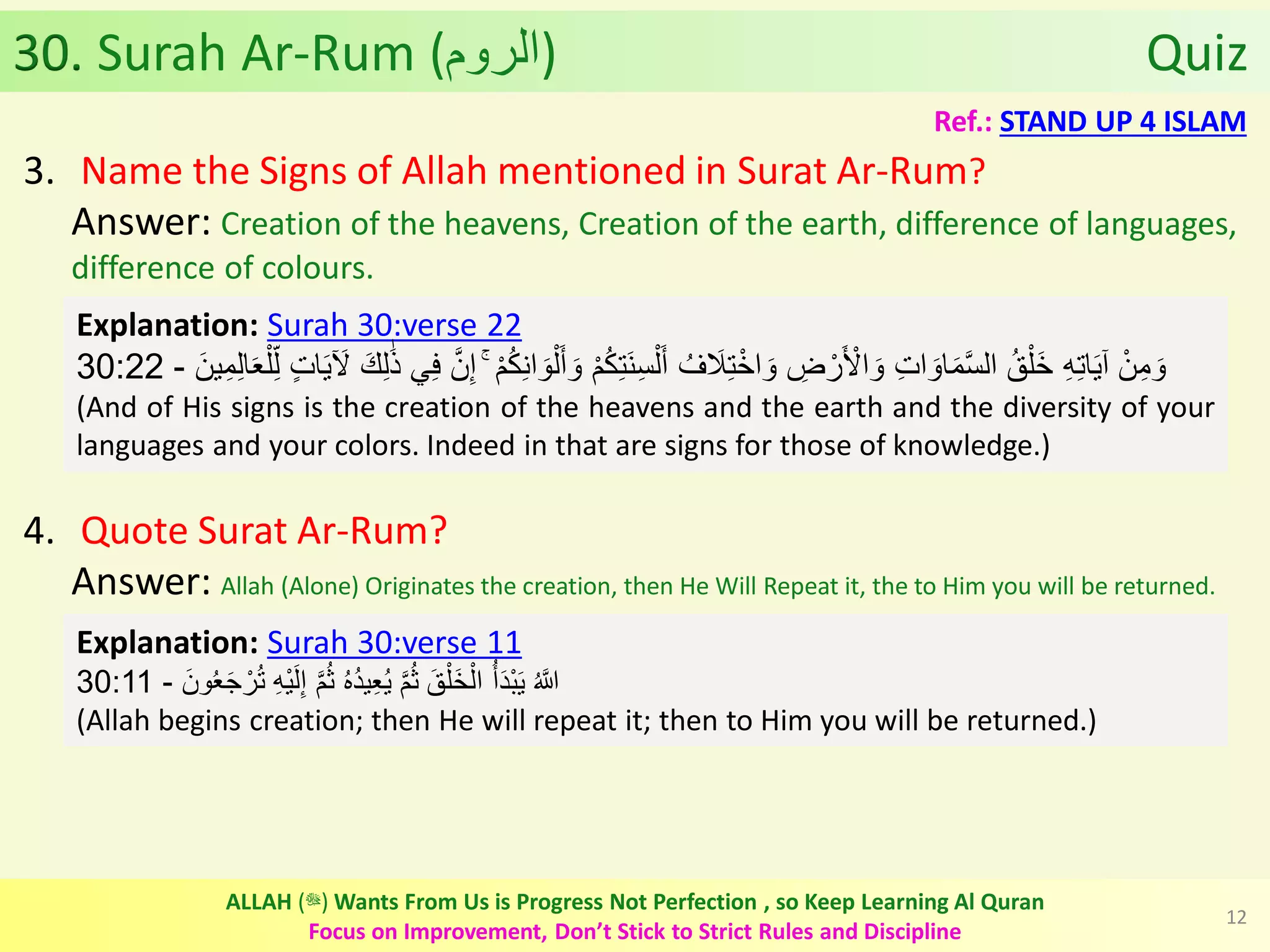 Al Quran (Chapter 30): Surah Ar Rum [Romans] | PPT