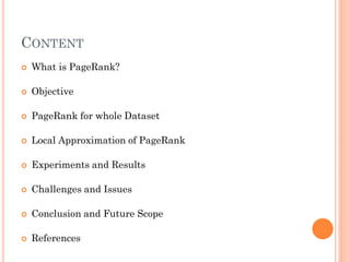 Local Approximation of PageRank | PPT