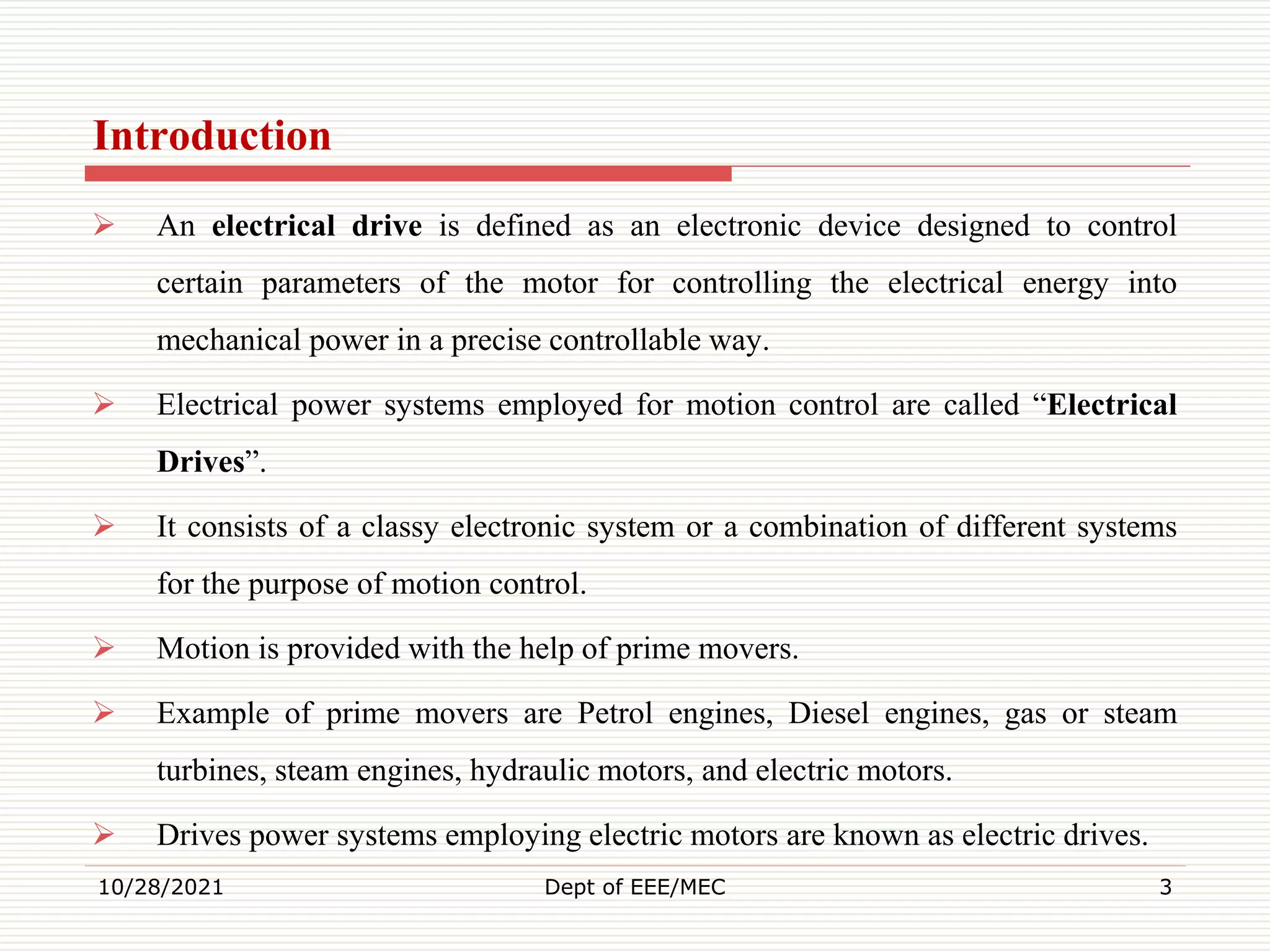 Advanced Electrical Drive Controls, Types and Implementation” | PDF