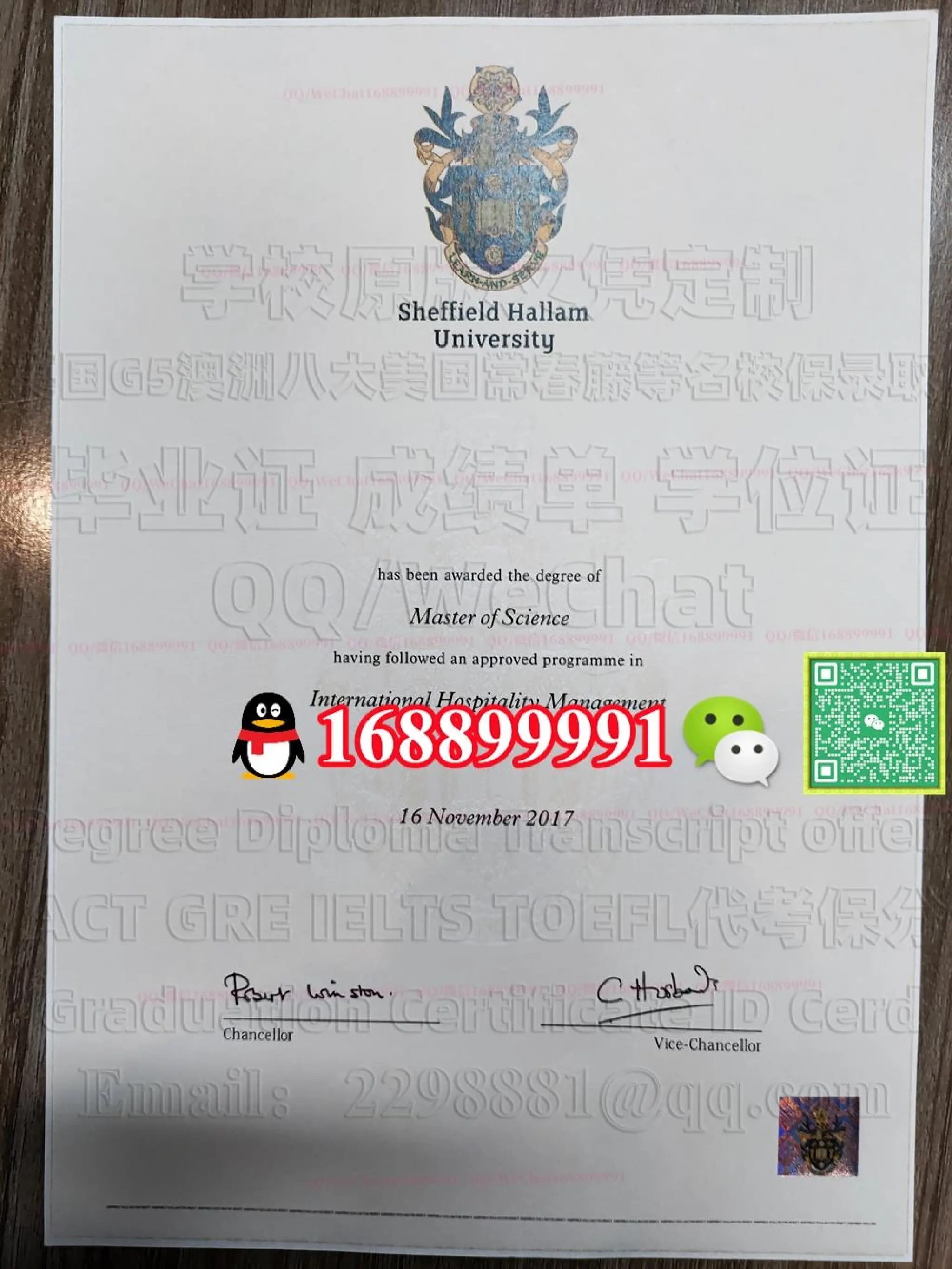 Sheffield Hallam University degree offer diploma Transcript | PDF