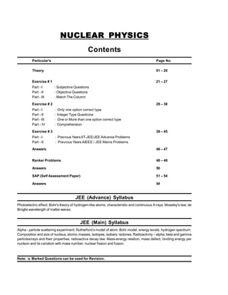 30. NUCLEAR PHYSICS Pdf Jee advanced and mains | PDF