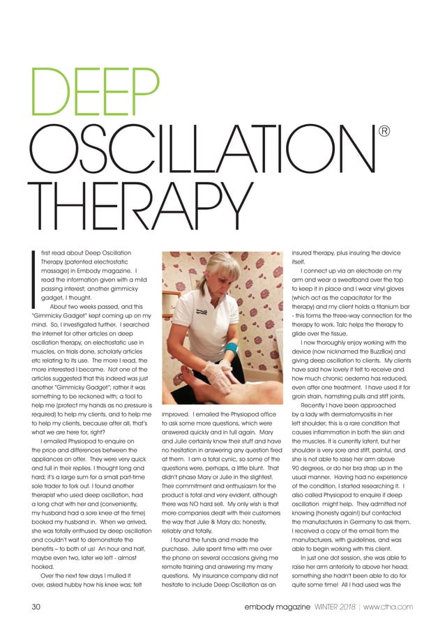 Deep Oscillation Therapy written by Tracey Taylor of Taylored Massage ...