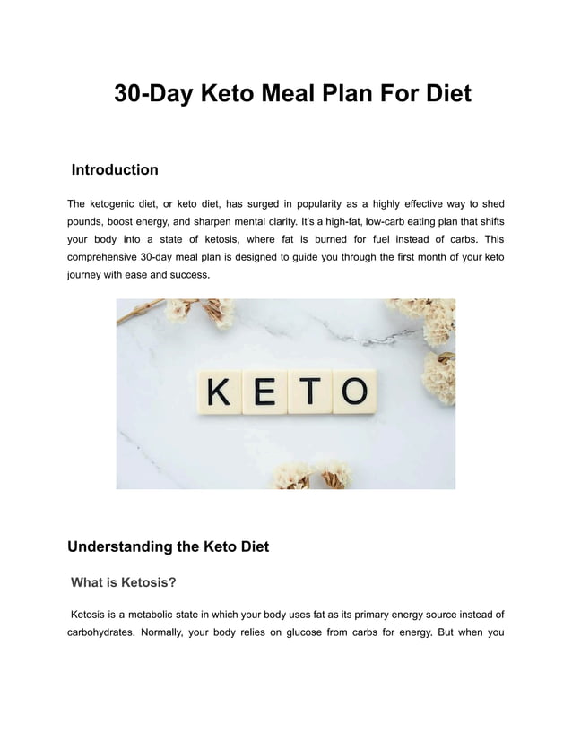 Best Way 30-Days Keto Meal Plan For Diet | PDF