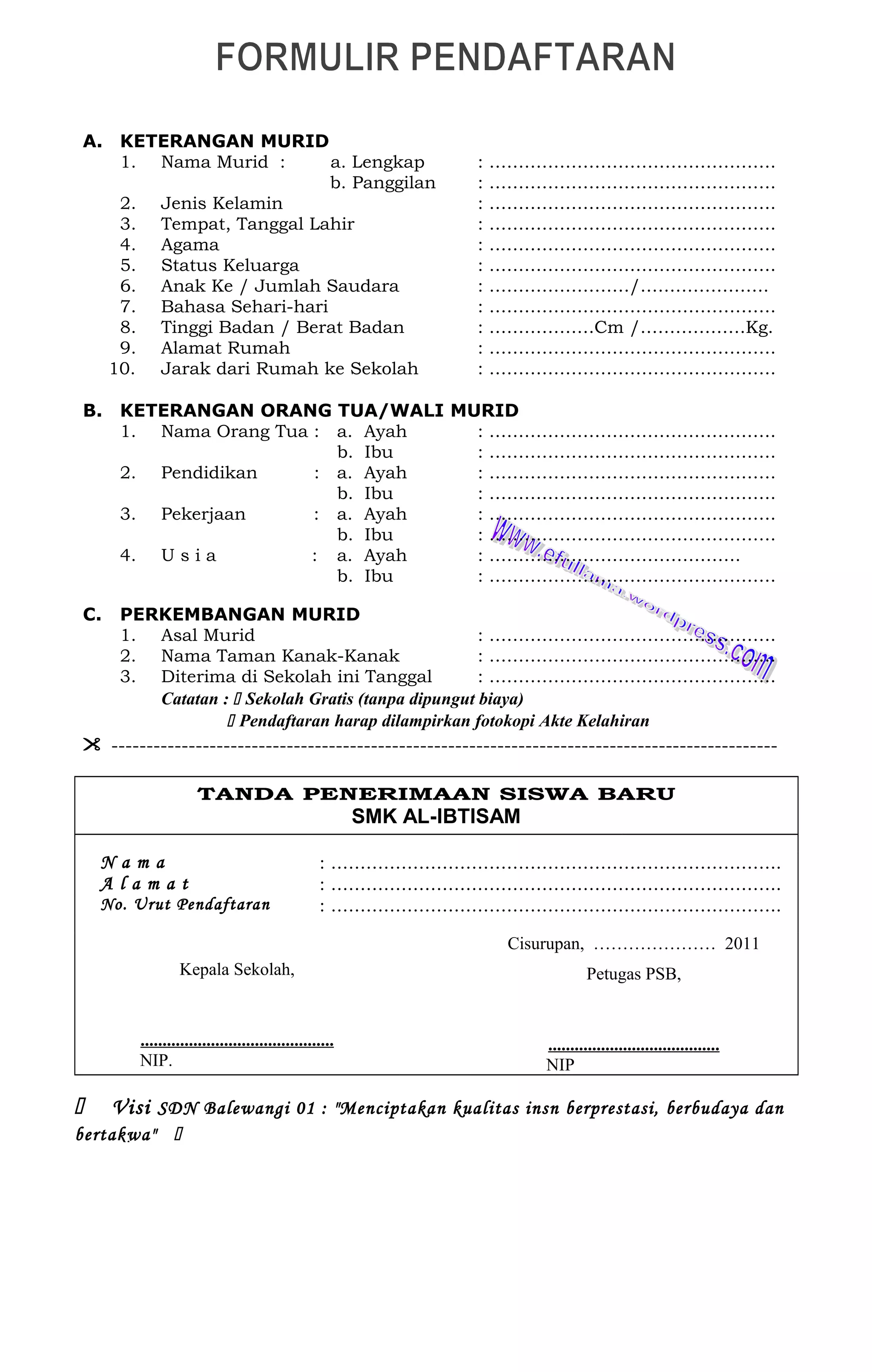 30 formulir-pendaftaran-siswa-baru | DOC