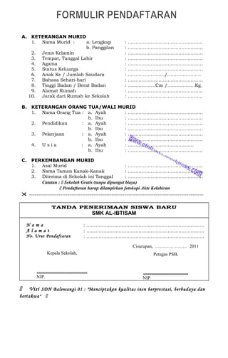 30 formulir-pendaftaran-siswa-baru | DOC