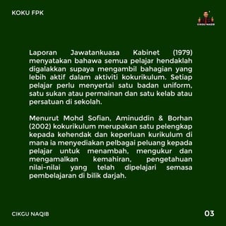 KOKURIKULUM BERLANDASKAN FPK (Falsafah Pendidikan Kebangsaan) | PDF