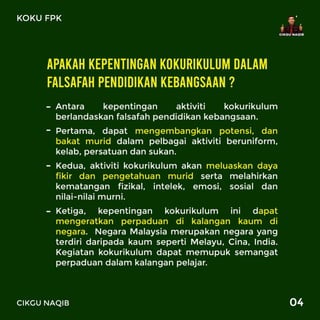KOKURIKULUM BERLANDASKAN FPK (Falsafah Pendidikan Kebangsaan) | PDF